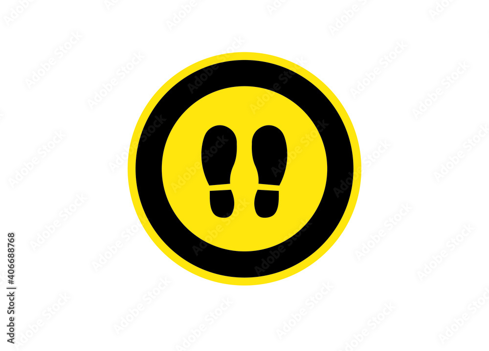 Yellow plate, warning sign. Please stop or press here. Vector drawing ...