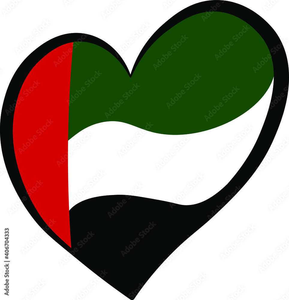 UAE national flag in the shape of heart I love emirates and Dubai ...