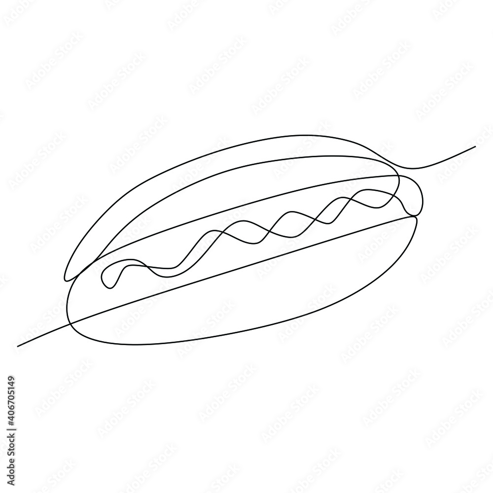 Hot dog sandwich. continuous one line drawing Stock Vector | Adobe Stock