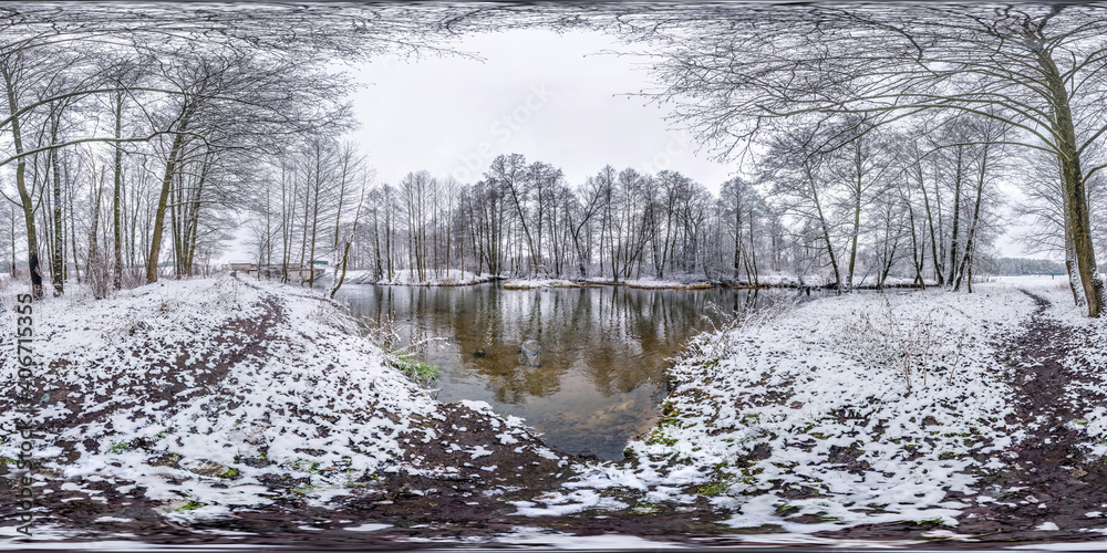 Winter full spherical seamless hdri panorama 360 degrees angle view on ...