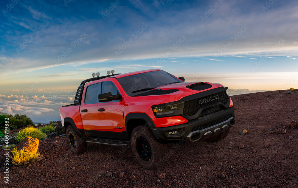 Dodge Ram 1500 TRX, Off-Road Pickup Truck with a beautiful landscape ...