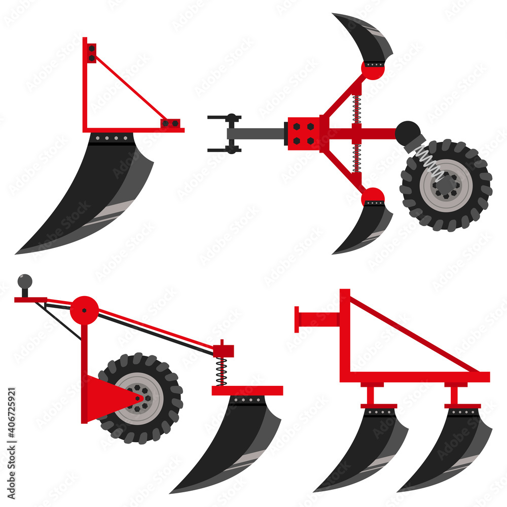 Plough vector cartoon set isolated on a white background. Stock Vector ...