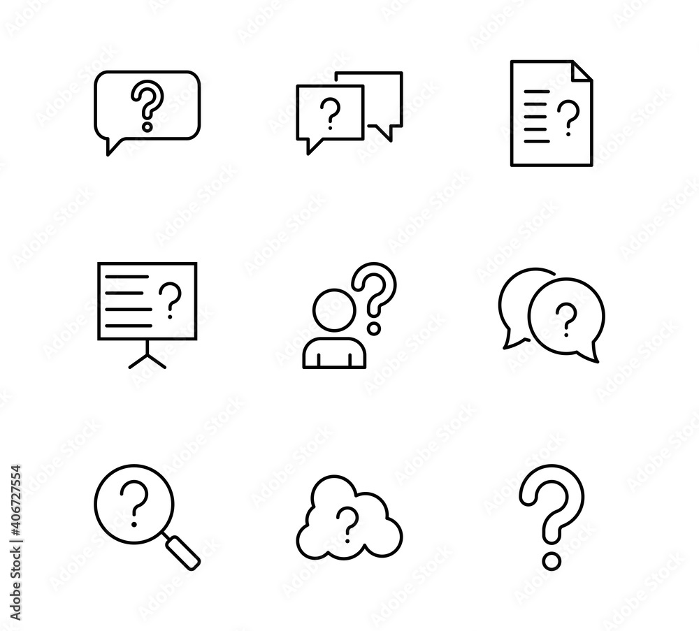Set of Question Related Vector Line Icons. Contains such Icons as ...