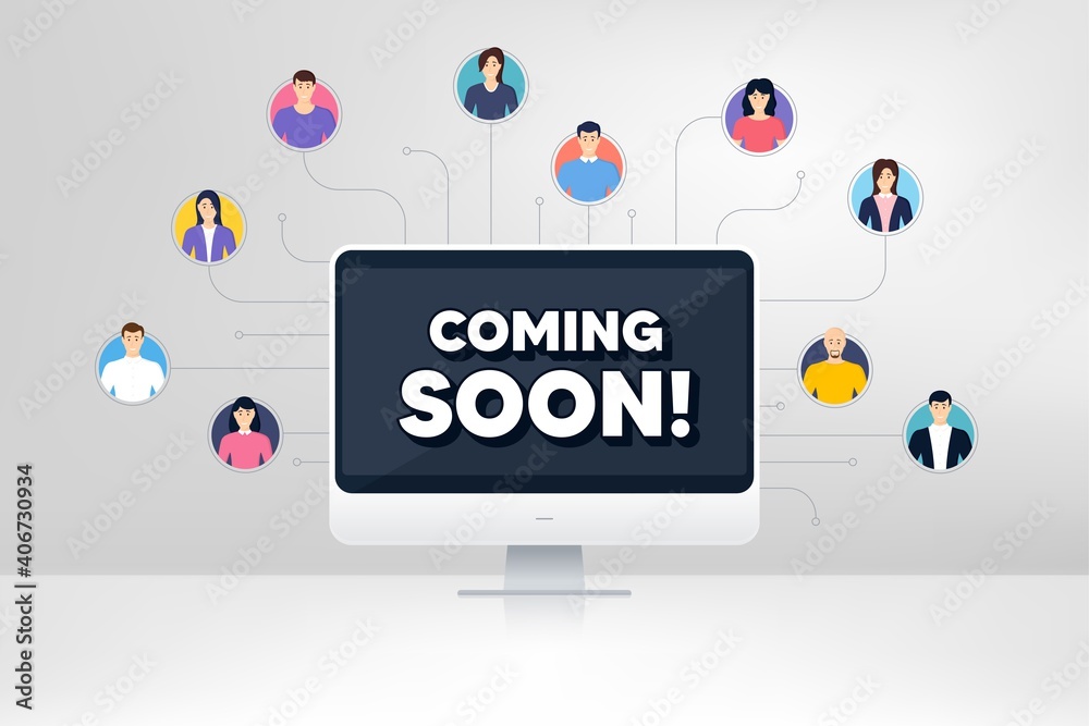 Coming soon. Remote team work conference. Promotion banner sign. New ...