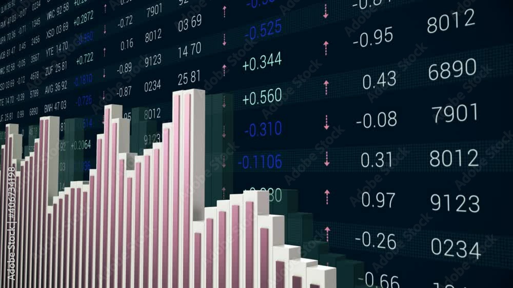 Looping Abstract Stock Market 3D Bar and Quotes animation on the ...