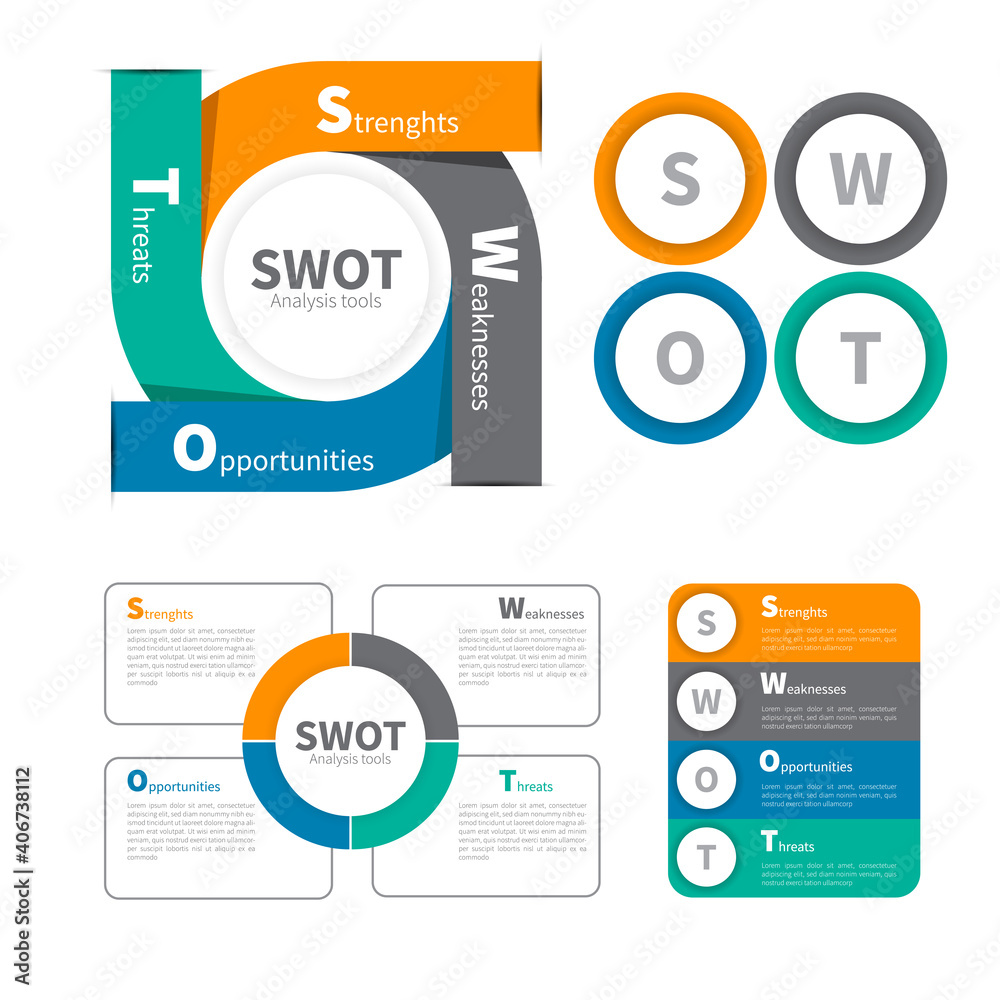 Infographic element with SWOT analysis concept with can be use for ...