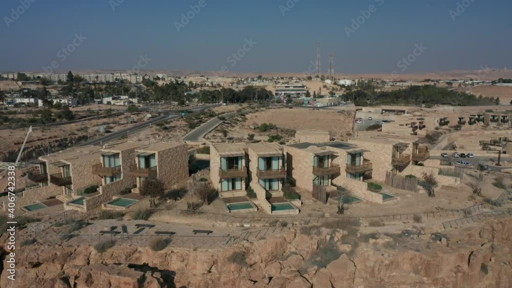 Mitzpe Ramon Mitzperamon Israel Negev desert highway drone dolly in ...