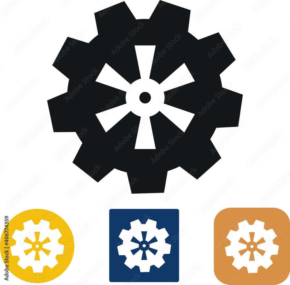 The solid settings icon is a gear shape, with a different color. Vector ...