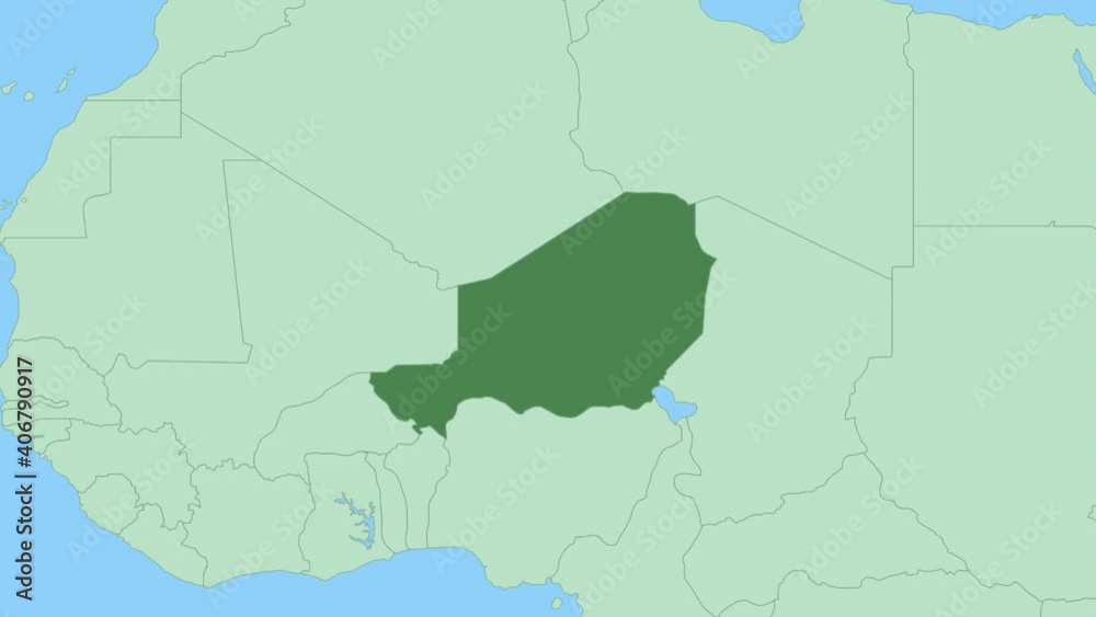 Map of Niger with pin of country capital. Niger Map with neighboring ...