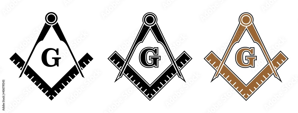 Freemason Symbol - Set of Freemason Icon Signs Isolated on White ...