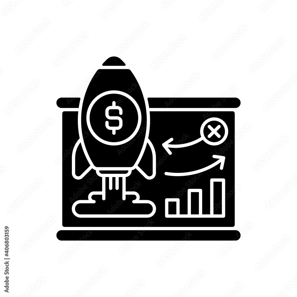 Business model black glyph icon. Company plan for making profit ...