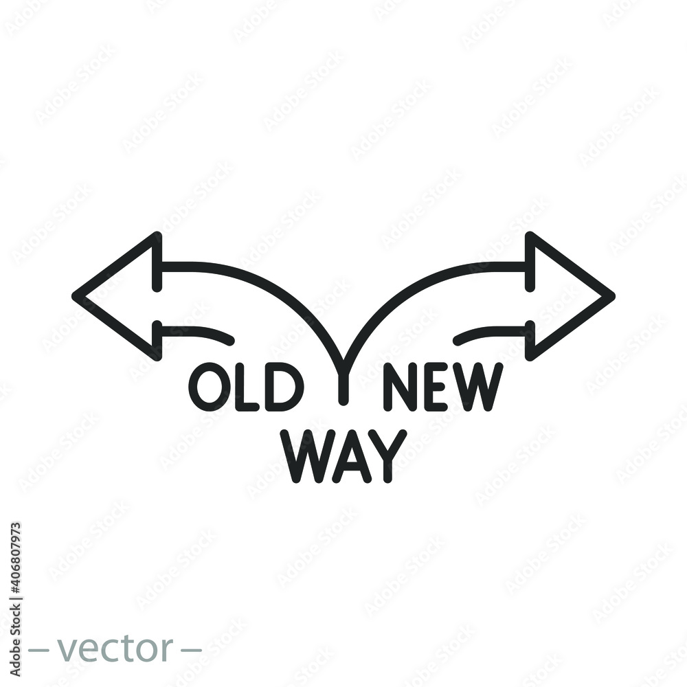 way new vs old icon, vision future path life, direction improvement ...