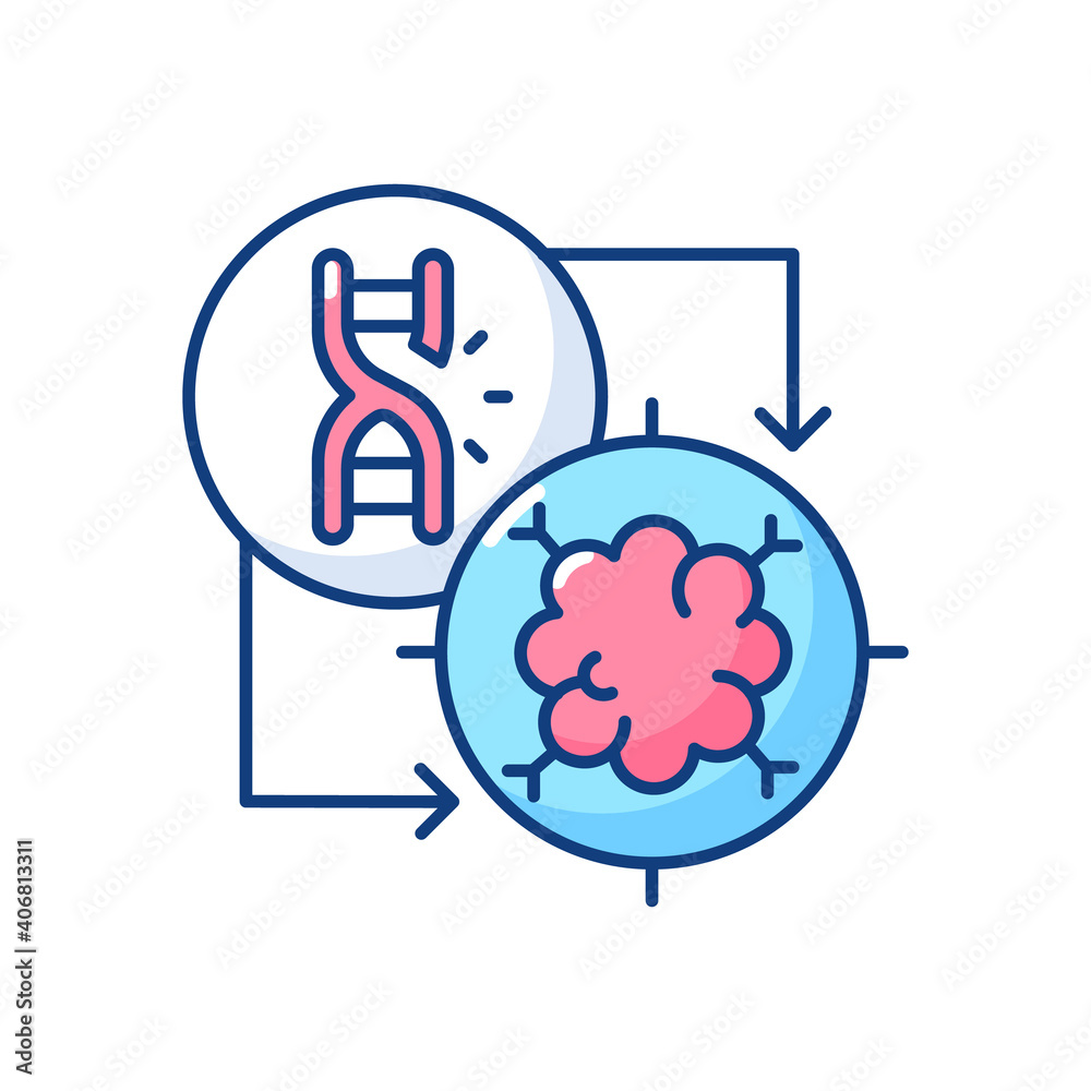 Gene silencing RGB color icon. Genetic engineering. DNA structure ...