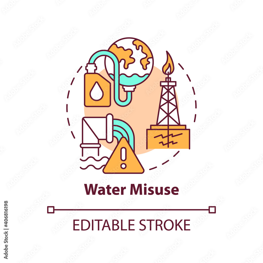 Water misuse concept icon. Climate justice idea thin line illustration ...