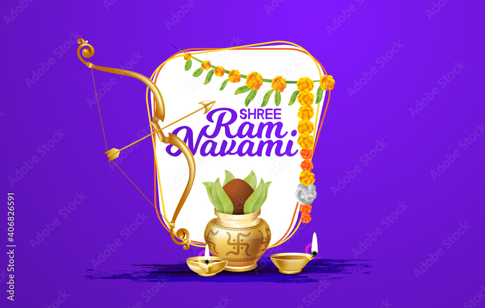 Ram Navami vector illustration religious holiday india. Shree Ram ...
