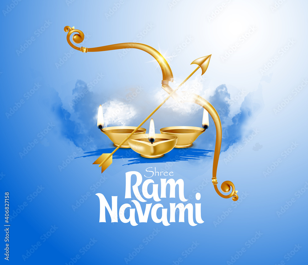 Ram Navami vector illustration religious holiday india. Shree Ram ...