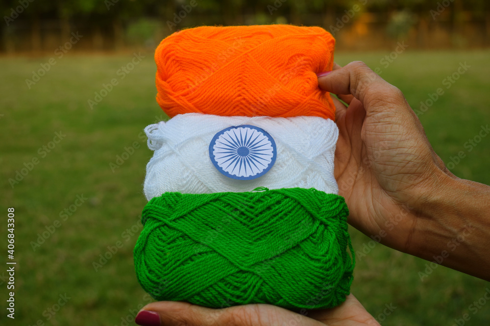 Indian flag tricolor tiranga saffron, white and green embroidery ...