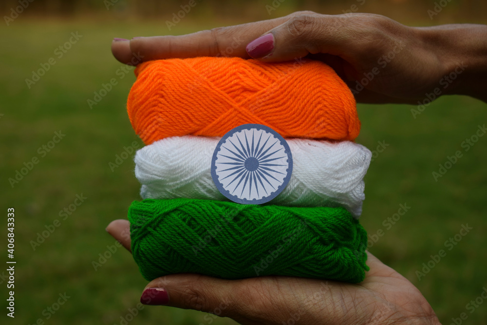 Indian flag tricolor tiranga saffron, white and green embroidery ...