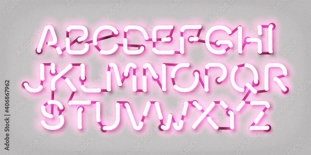 Vector realistic isolated neon alphabet with pink colors for invitation ...