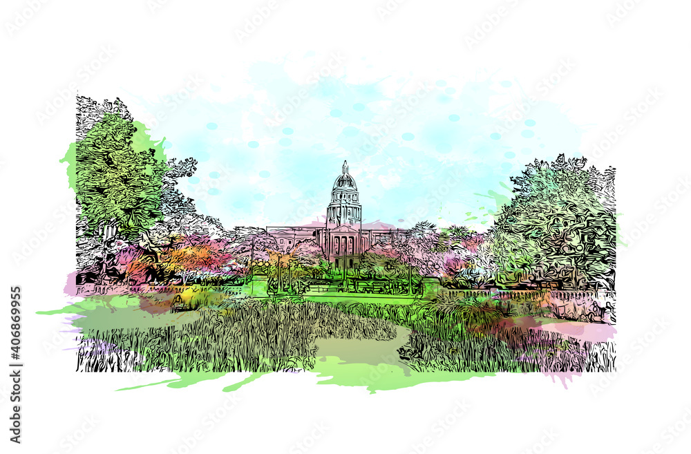 Building view with landmark of Denver is the capital of Colorado ...