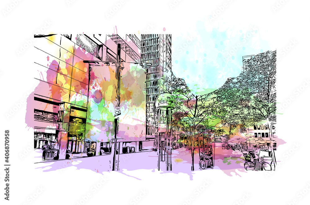 Building view with landmark of Denver is the capital of Colorado ...