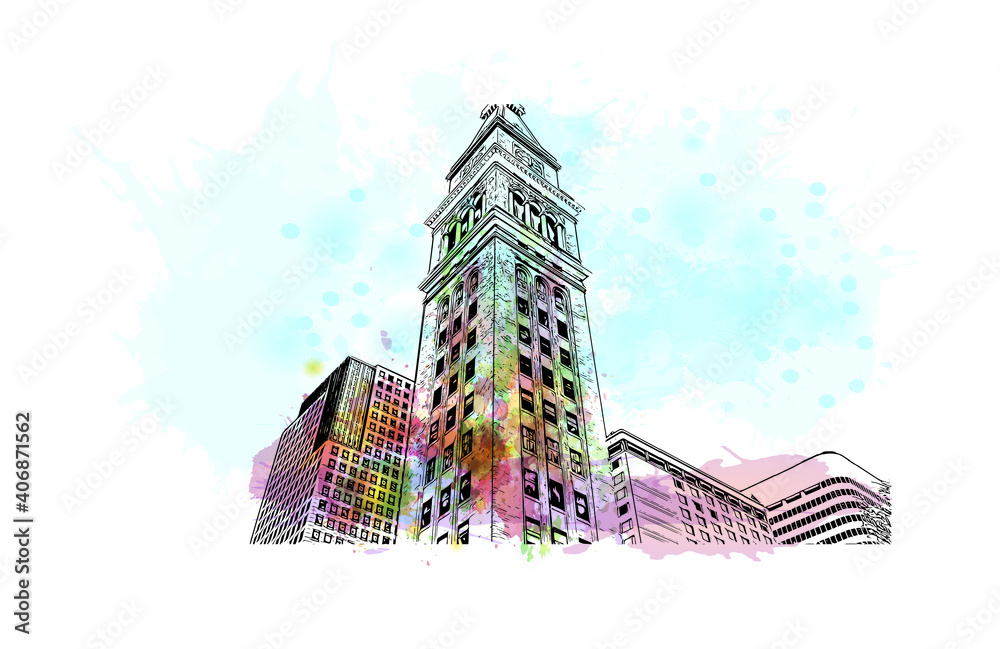 Building view with landmark of Denver is the capital of Colorado ...