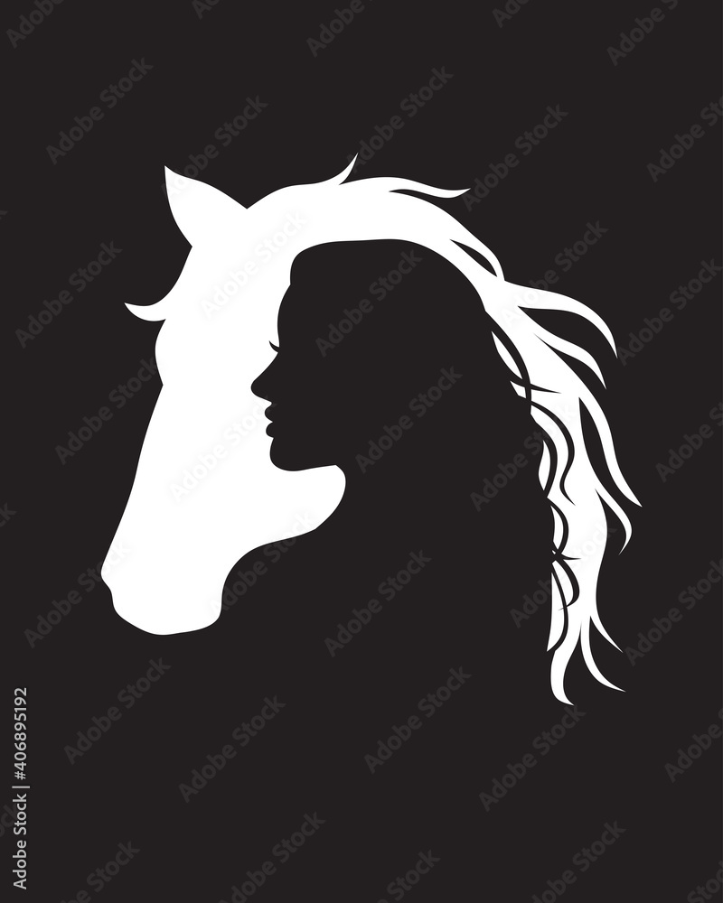 negative space Horse and Woman logo design,Vector silhouette of the ...