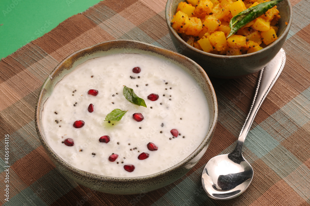 curd rice with mustard seed tempering fried curry leaves and ...