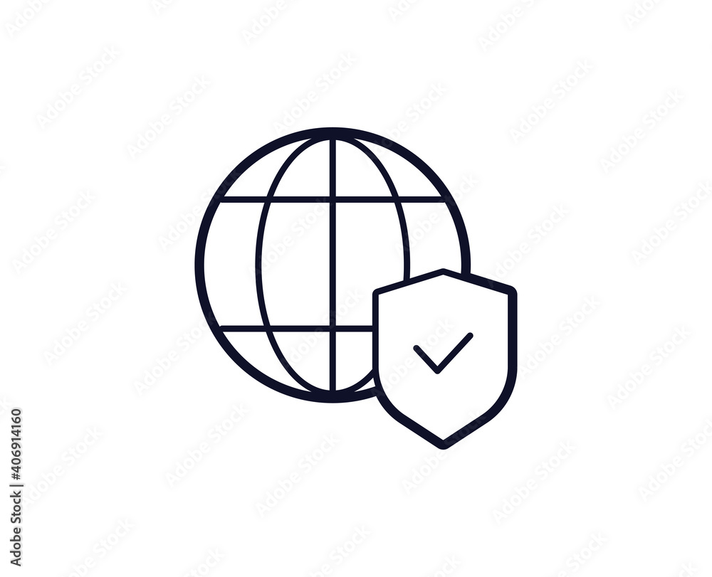 Safe internet icon. Bar black line sign. Premium quality graphic design ...