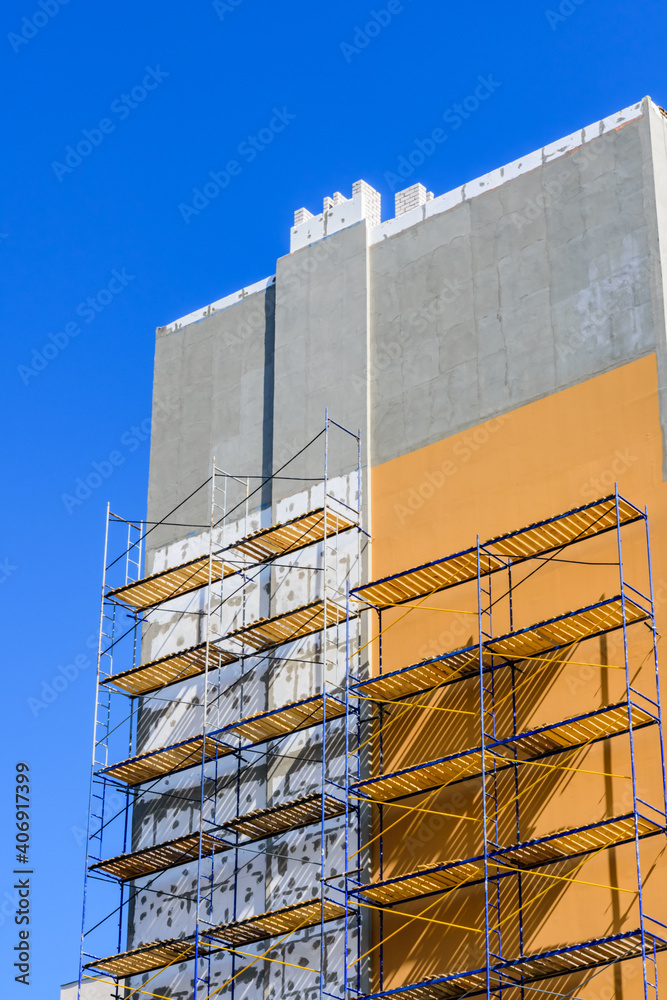 Insulation of the multistory residential building with styrofoam ...