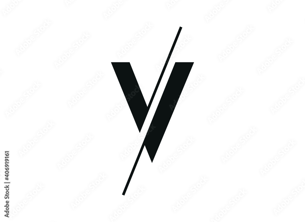 Letter V logo design in a moden geometric style with cut out slash and ...