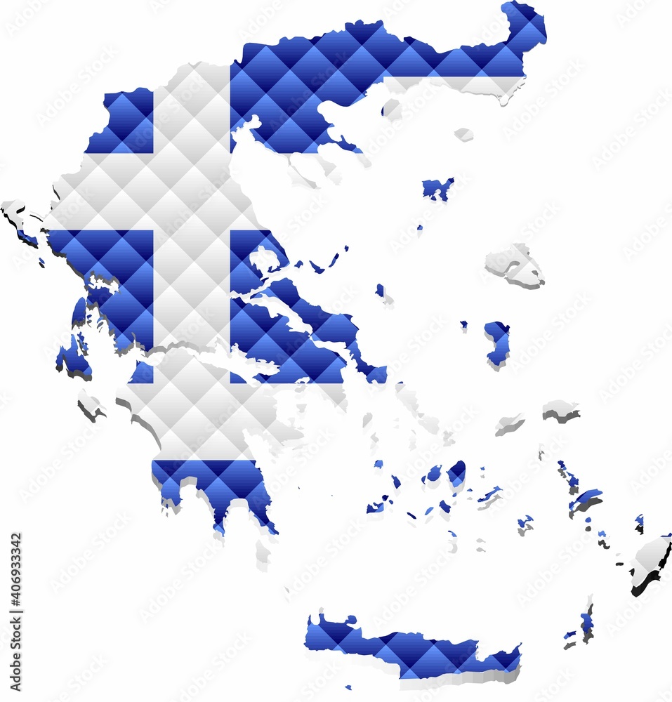 Mosaic Map of the Greece - Illustration, Three Dimensional Map of ...