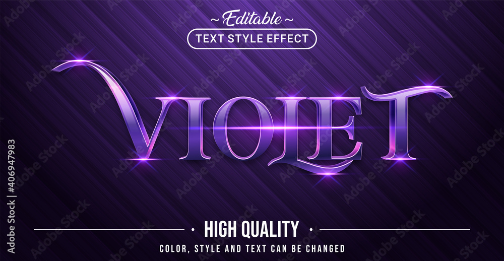 Editable text style effect - Violet text style theme. Stock Vector ...