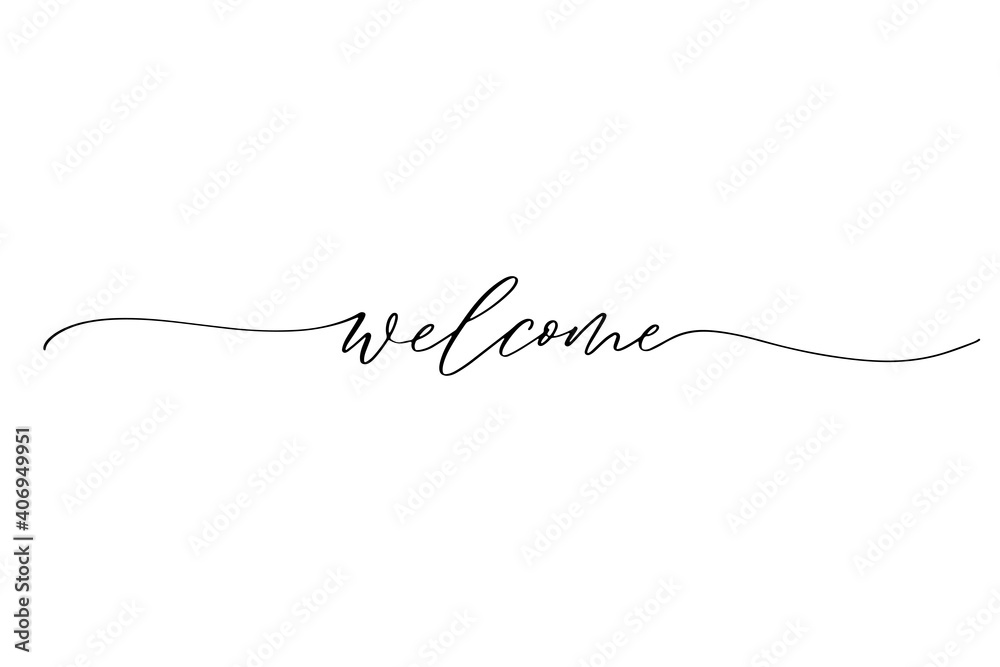 Welcome - hand drawn calligraphy inscription. Stock Vector | Adobe Stock