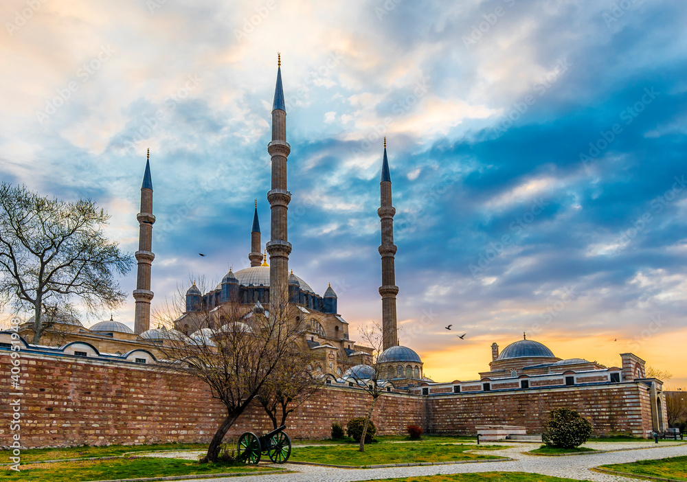 Selimiye Mosque view in Edirne City of Turkey. Edirne was capital of ...