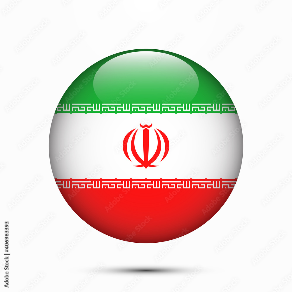 Iran flag vector circle shape button. Clear circle isolated Iran flag ...