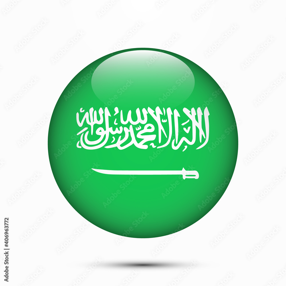 Saudi Arabia flag vector circle shape button. Clear circle isolated ...