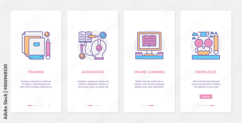 Online course, distant education technology vector illustration. UX, UI ...