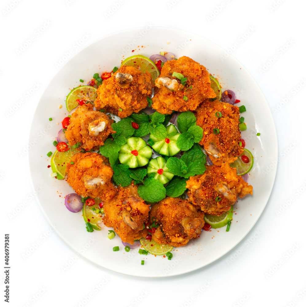 Chicken Lollipop Spicy Larb Flavor Northeast Thaifood style Stock Photo ...
