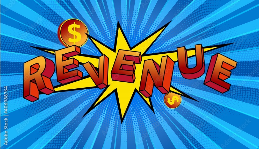 Revenue text banner 3d effect with pop art style Stock Vector | Adobe Stock