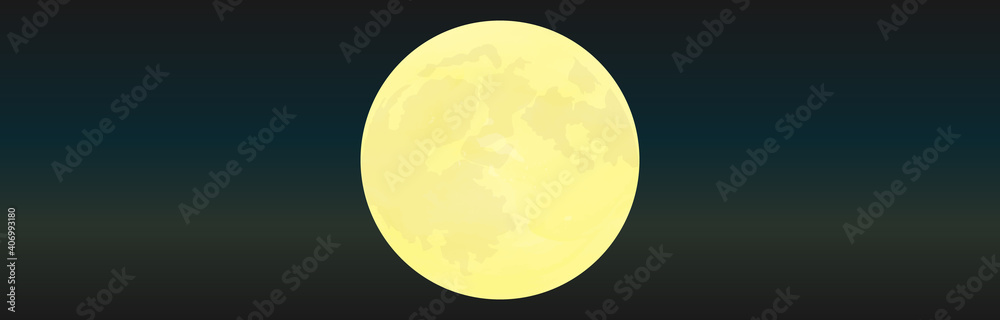 Realistic full moon vector graphic illustration, landscape, web header ...