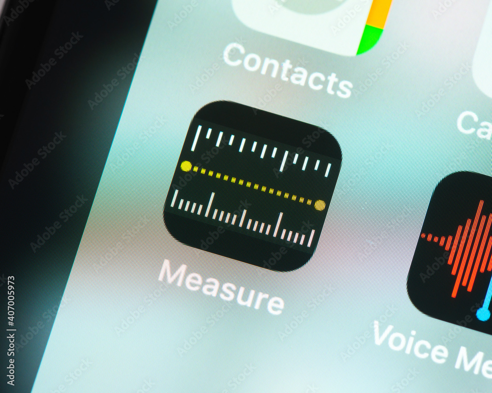 BAYONNE, FRANCE - CIRCA JANUARY 2021: Measure app icon on Apple iPhone ...