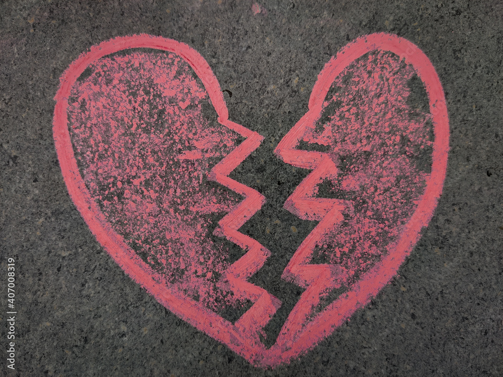 Hand drawn heart breaking symbol. Love break up symbol. Using color ...