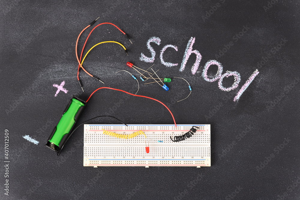 Electrical circuit assembled on breadboard. Breadboard electrical for ...