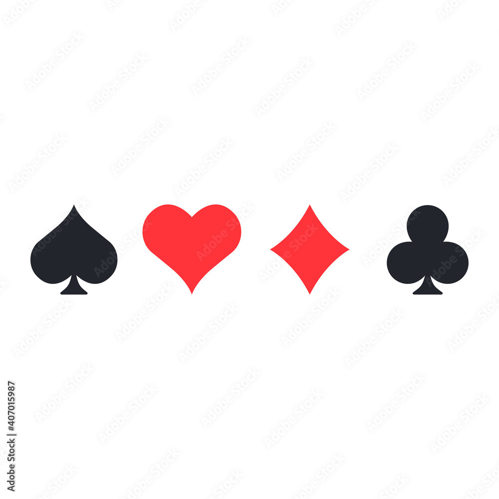 Playing card suits icon set. Casino symbols. Vector illustration ...