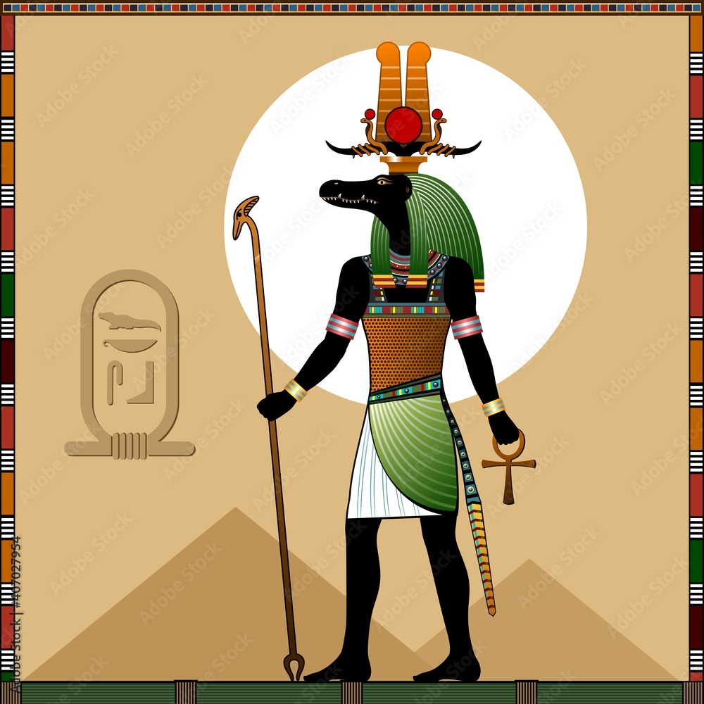 Vetor de Religion of Ancient Egypt. Sebek is a ancient Egyptian god of ...