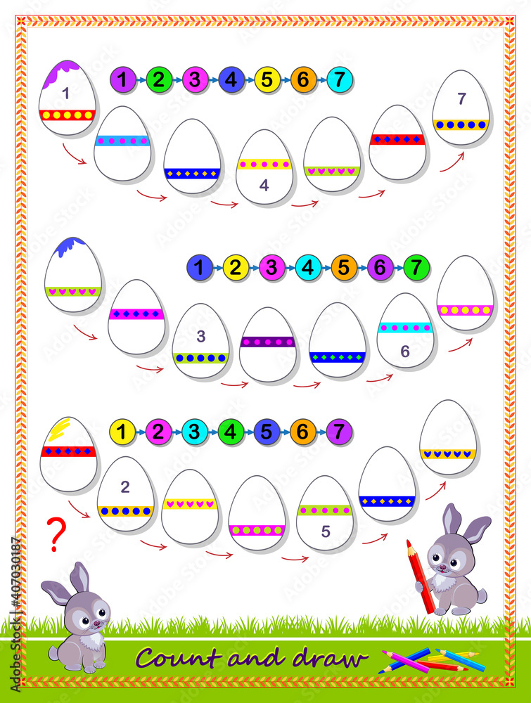 Count and draw. Math education for children. Write numbers in order and ...