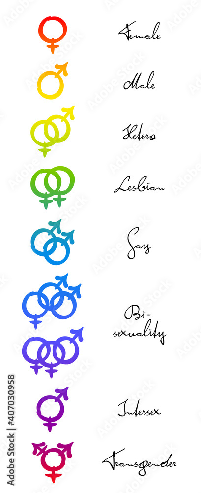 HOMO - HETERO - BI symbols. Female, male, lesbian, gay, bisexual ...
