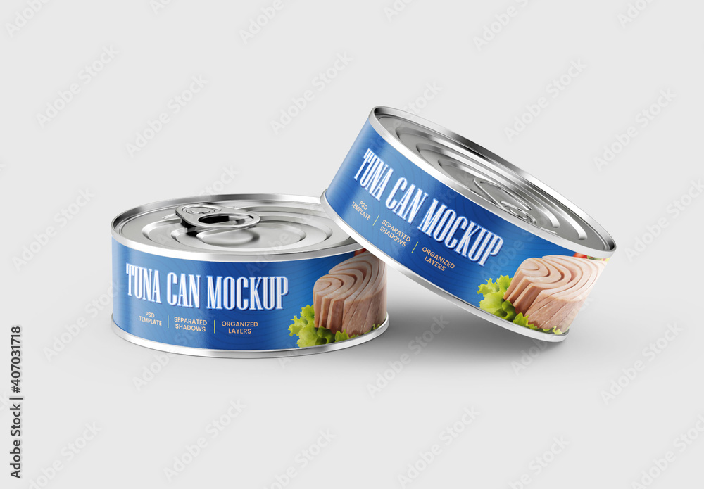 Tuna Tin Can Mockup Set Stock Template | Adobe Stock Tuna Tin Can Mockup Set Stock Template | Adobe Stock