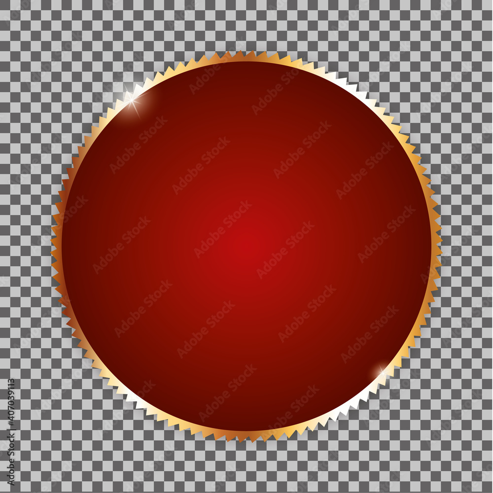 red round banner with gold metal frame on transparent background Stock ...